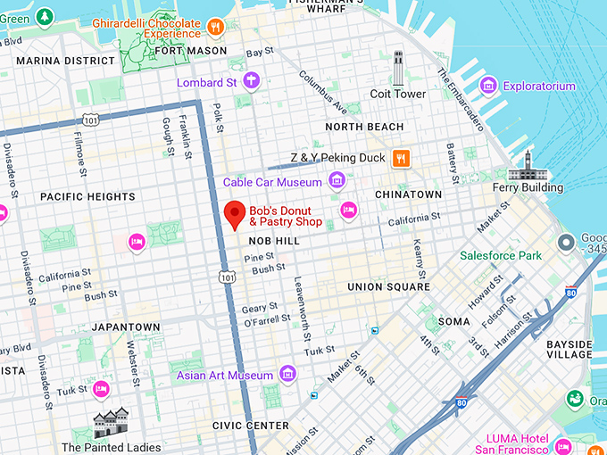 Bob's donut & pastry shop map
