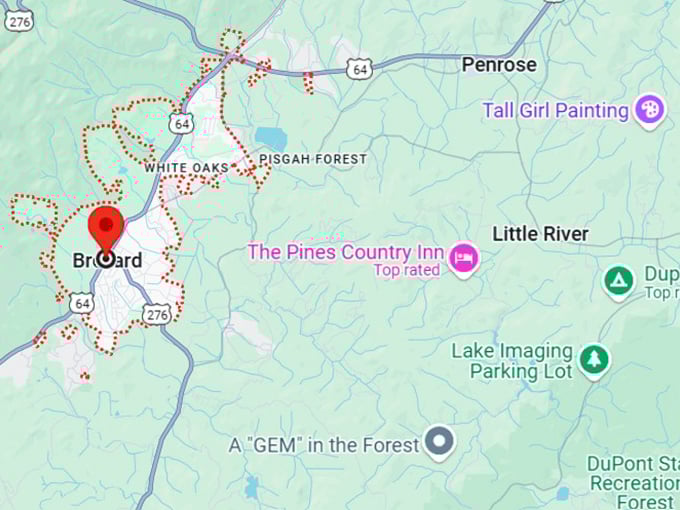 16. brevard nc map