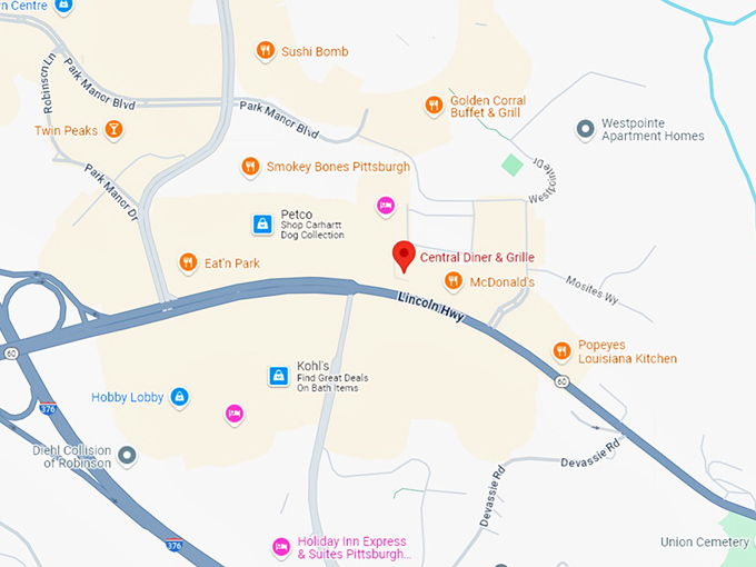16. central diner & grille map