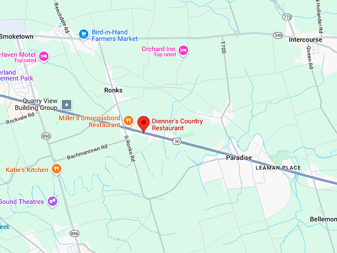 16. dienner's country restaurant map