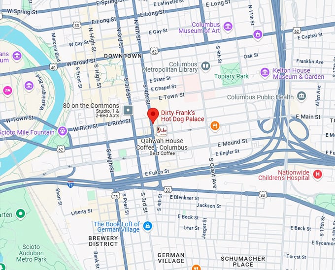 16. dirty frank's hot dog palace map