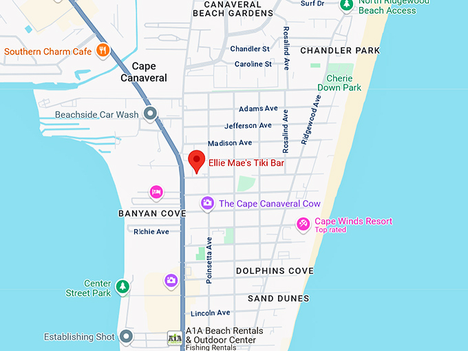 ellie mae's tiki bar map