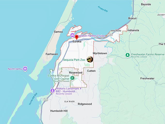 16. eureka, ca map