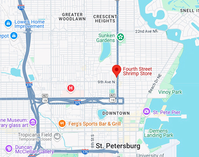 16. fourth street shrimp store map