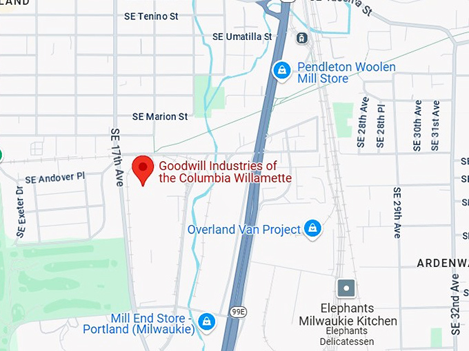 16. goodwill industries of the columbia willamette (1740 se ochoco st) map