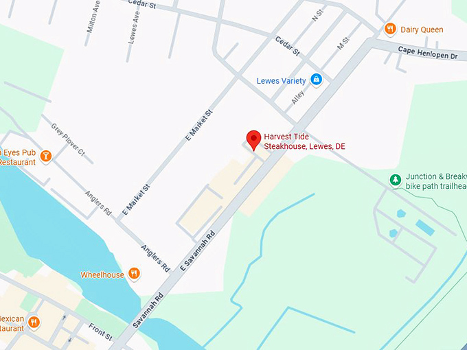 16. harvest tide steakhouse, lewes, de map