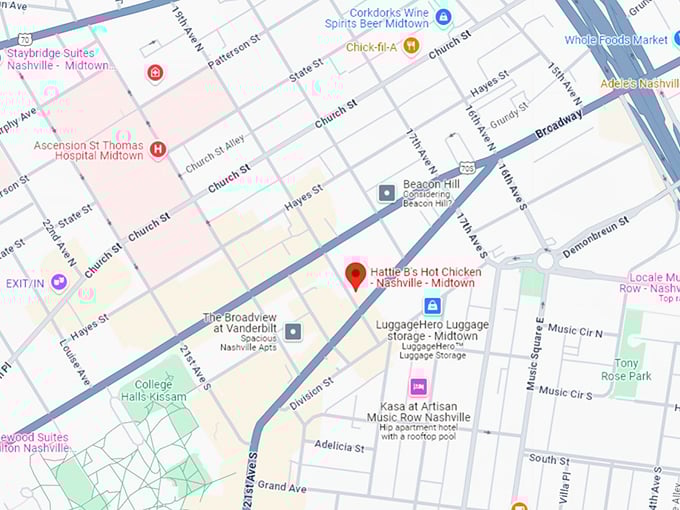 16. hattie b's hot chicken nashville midtown map