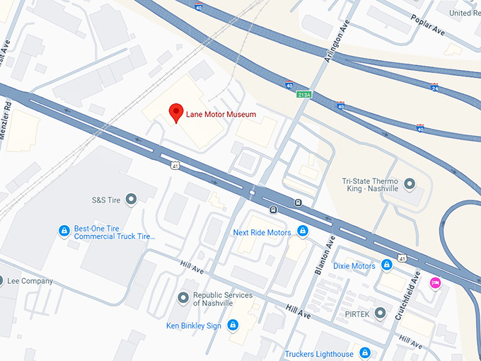 16. lane motor museum map