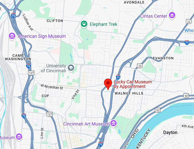 16. lucky cat museum by appointment map