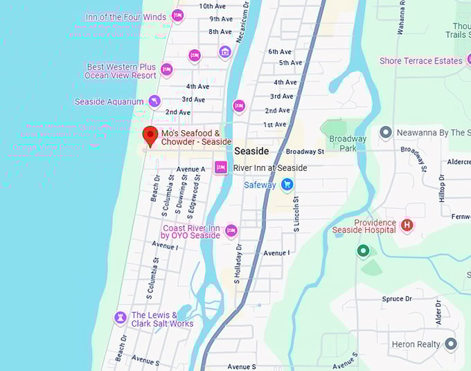 16. mo's seafood & chowder seaside map