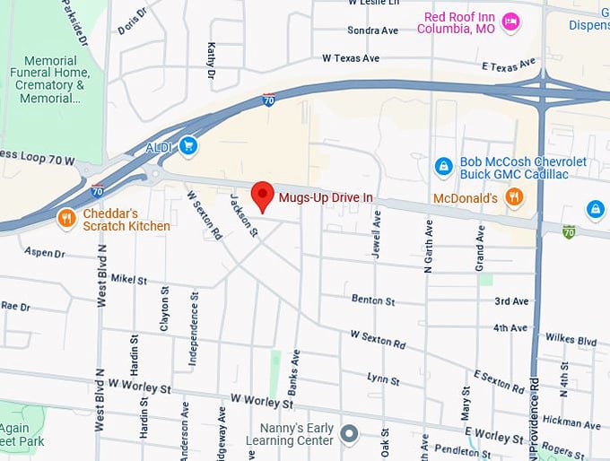 16. mugs up drive in map