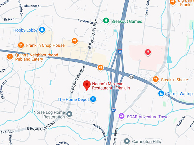 16. nacho's mexican restaurant franklin map