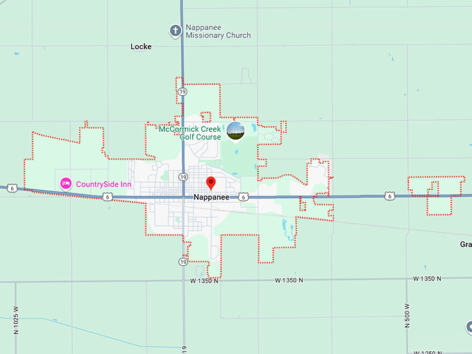 16. nappanee, in map