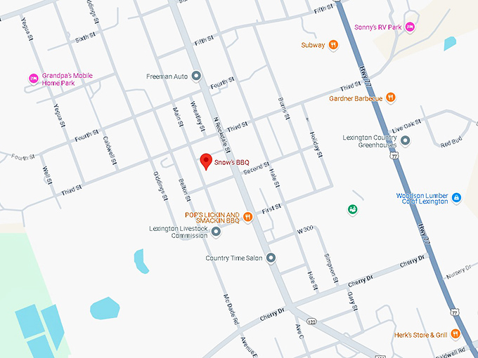 16. snow's bbq map