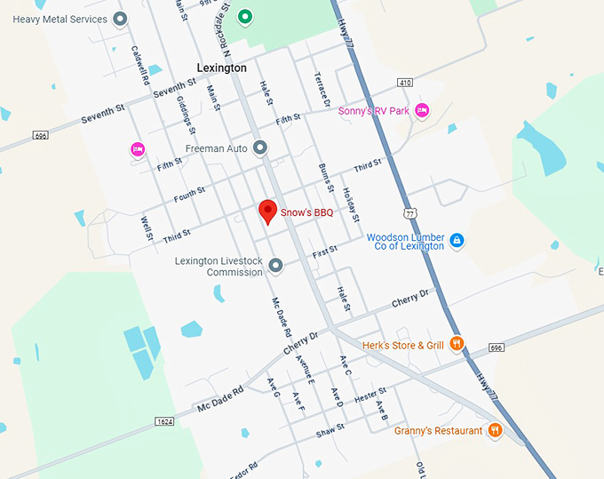 16. snow's bbq map