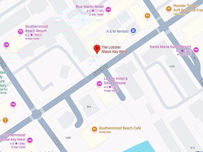 16. the lobster shack key west map