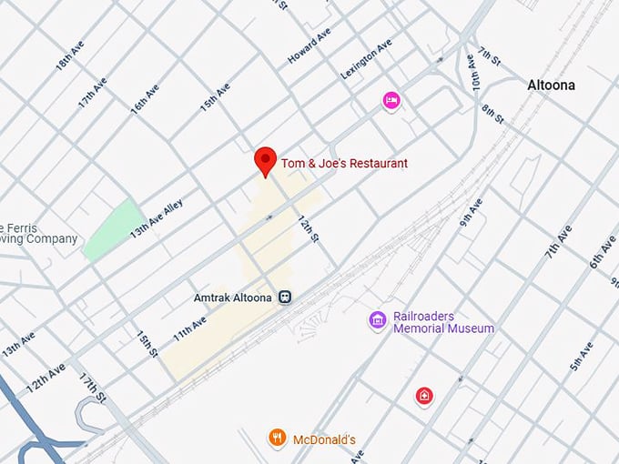 16. tom & joe's restaurant map