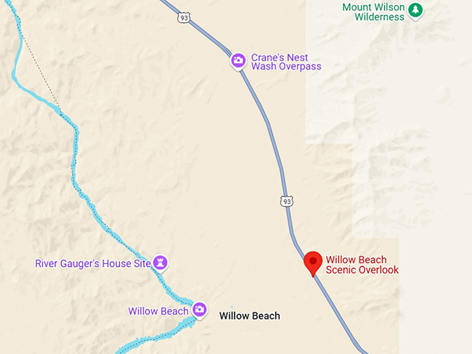 16. willow beach scenic overlook map