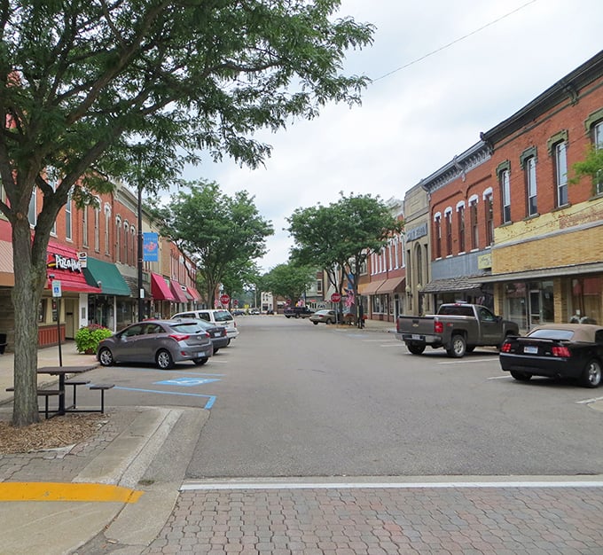 Allegan's main street looks like it was plucked straight from a Hallmark movie – brick buildings and all!