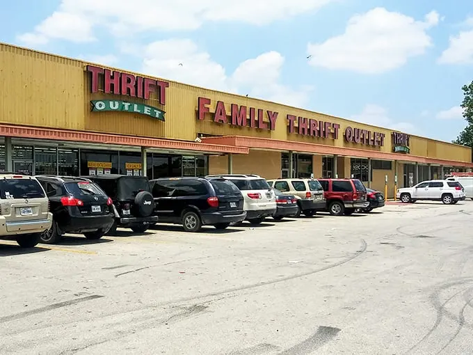 Family Thrift Center's bright yellow facade isn't just eye-catching—it's a beacon for bargain hunters with dreams bigger than their budgets!