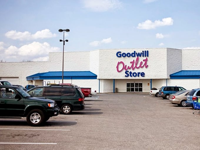 The Goodwill Outlet Store in Indianapolis – where treasure hunters bring gloves, patience, and dreams of finding that perfect vintage lamp.
