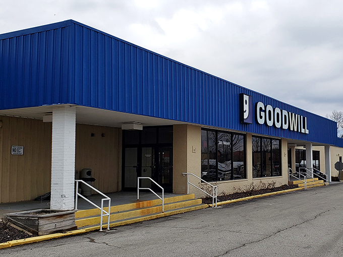 The iconic blue Goodwill storefront in Springfield—where yesterday's castoffs become tomorrow's treasures at prices that'll make your wallet smile.