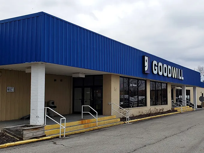 The iconic blue Goodwill storefront in Springfield—where yesterday's castoffs become tomorrow's treasures at prices that'll make your wallet smile.