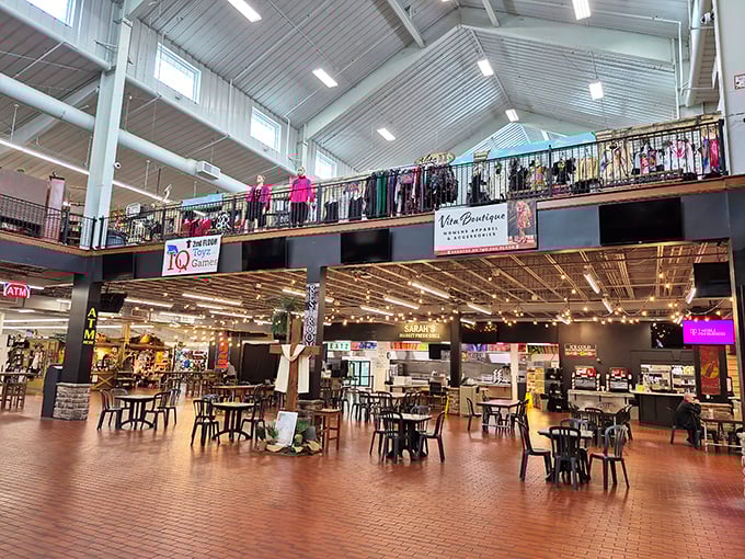 The two-story treasure hunt at Hartville Marketplace feels like shopping in an indoor village square. Those twinkling lights create the perfect atmosphere for serious bargain hunting!