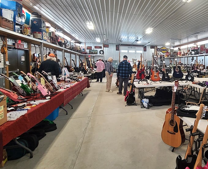 Guitar heaven awaits! Jake's indoor section is a musician's dream where vintage instruments find new homes and stories begin.