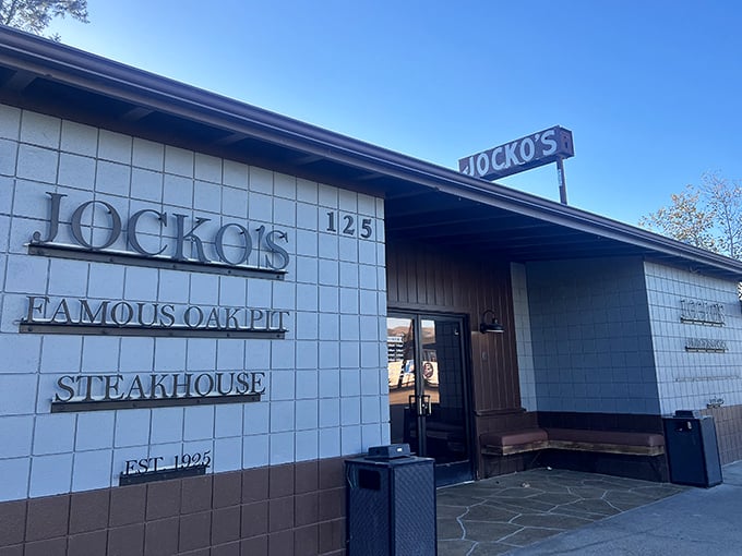 Jocko's exterior says it all – no fancy frills, just the promise of oak-pit steaks that will haunt your dreams.