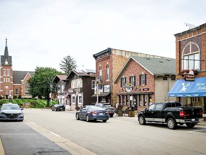 New Glarus's main street looks like Switzerland decided to open a Midwest branch office. Those charming buildings practically yodel!