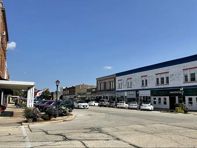 Downtown Rantoul's charming storefronts look like they're waiting for a Norman Rockwell painting session. Small-town Illinois at its most authentic!