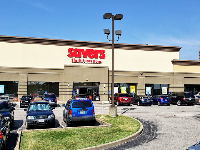 Look at that parking lot - when a thrift store draws this many cars, you know treasures await inside.