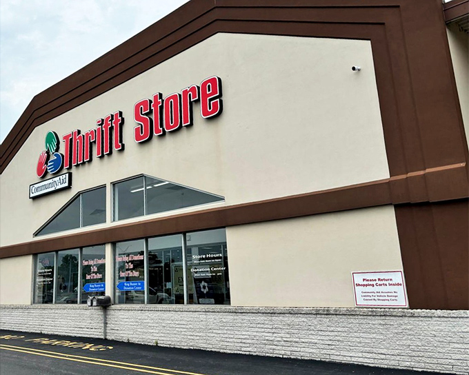 This thrift store facade might not scream "treasure trove," but inside it's the Narnia of second-hand shopping.