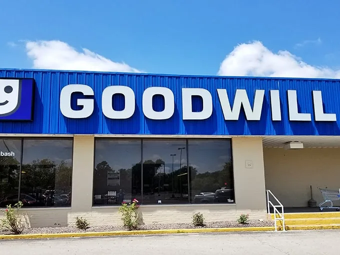 Sunshine meets savings at this Goodwill outpost. The bright blue façade promises a day of discovery that's easier on your wallet than a senior discount movie.