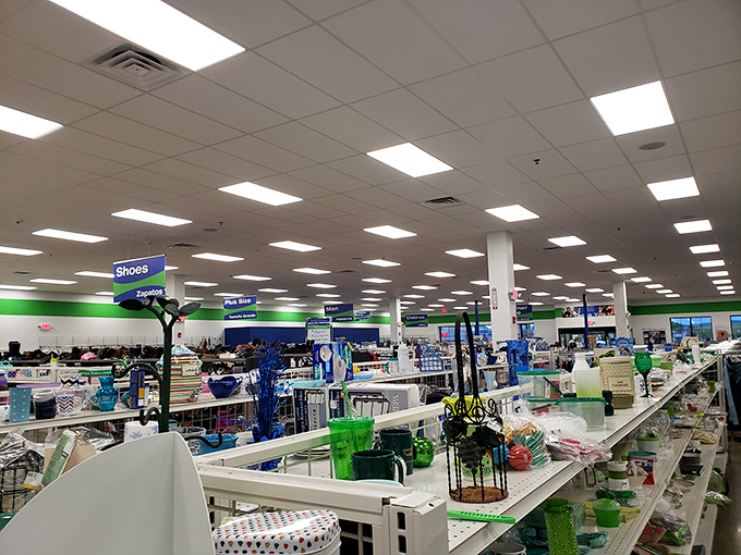 Department store layout without department store prices! Aisles of possibility stretch before you in this bargain hunter's paradise.