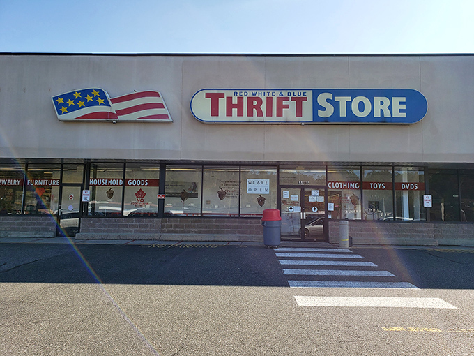 A sunny day at Goodwill Westport, where the donation area buzzes with activity. One person's castoffs become another's vintage statement piece! 