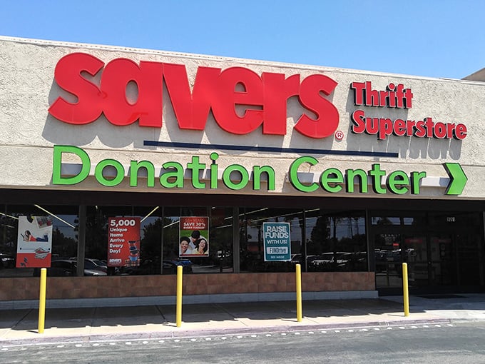 Donation Center with an arrow pointing the way—like a treasure map where X marks the spot for future bargain hunters.