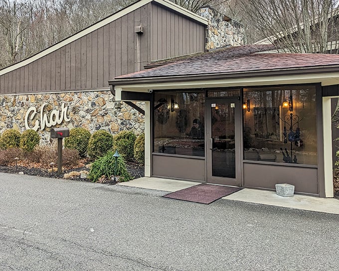 Winter, spring, summer, or fall—The Char's welcoming entrance says "come in, we've got the perfect steak for any season."