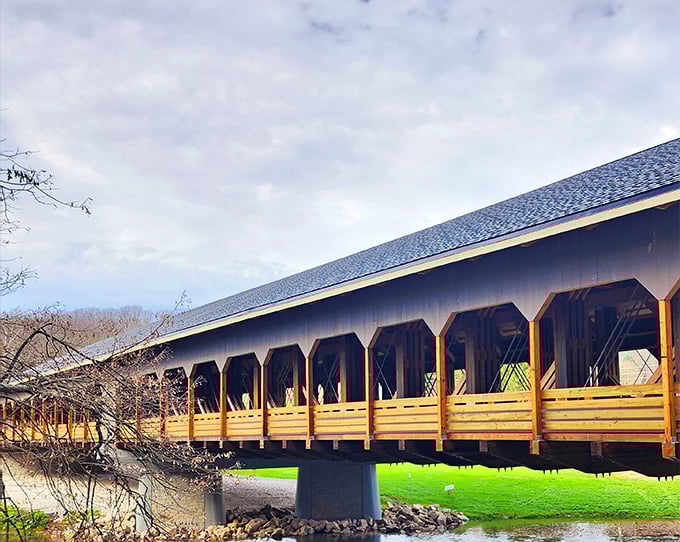 This isn't just a bridge—it's a wooden time machine connecting yesterday to today, standing proud over waters that have flowed since before Columbus got lost.