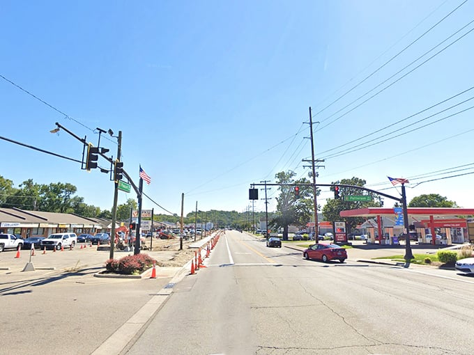 Main Street simplicity at its finest. No traffic jams, no parking nightmares—just the everyday rhythm of small-town commerce under an endless Ohio sky.