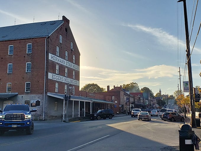 The golden hour bathes Hermann's brick buildings in warm light, transforming an already charming town into something straight out of a storybook. German heritage never looked so good.