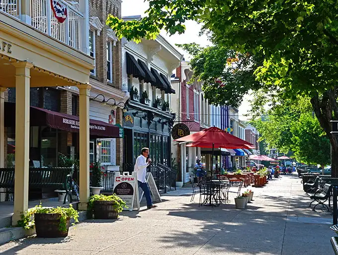 Sidewalk dining in Granville isn't just eating outdoors—it's participating in the town's longest-running show: "Life on Broadway."