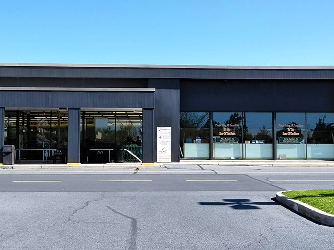 Don't let the simple entrance fool you—beyond these doors lies a secondhand paradise where your wallet stays happily full.