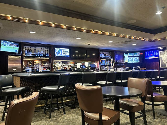 The bar area at Keno's isn't just a place to drink—it's where strangers become friends and sports debates are settled over perfectly mixed cocktails.