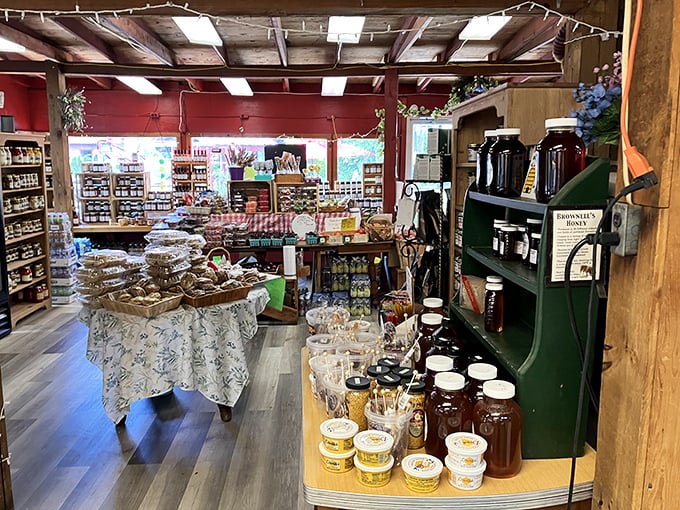 Inside awaits a treasure trove of local delights. Shelves stocked with Pennsylvania-made goodies create a wonderland for food enthusiasts.
