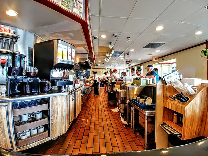 Where breakfast dreams come true – the bustling interior with its terra cotta floors and wood accents feels like stepping into a time when diners were America's living rooms.