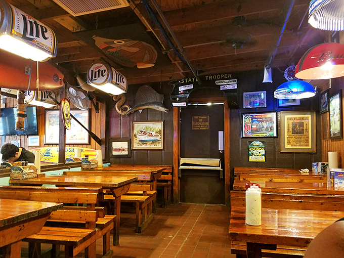 Where fishing trophies meet Miller Lite signs – JB's interior feels like the living room of that cool uncle who always has the best stories.