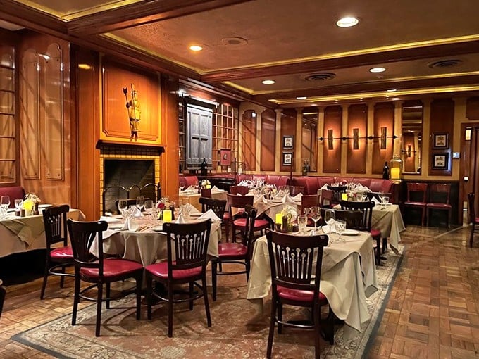 Step into a world where wood paneling and red leather booths transport you to a more civilized era of dining, when conversations flowed as smoothly as the cocktails.