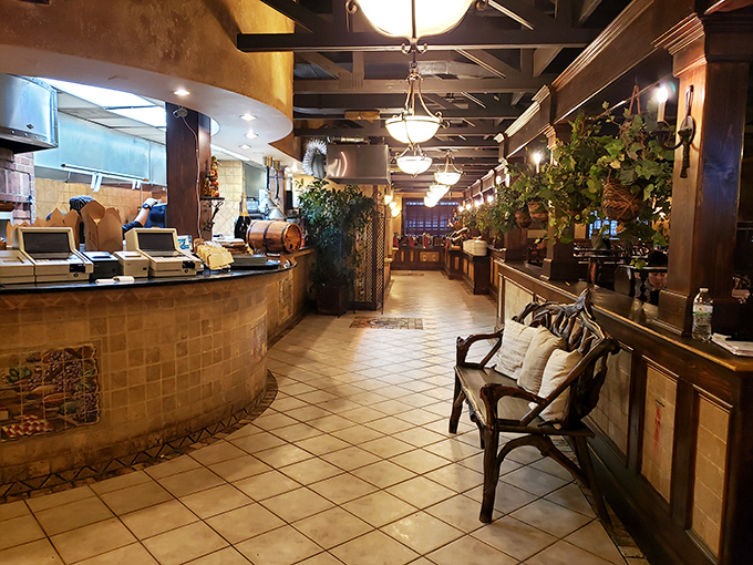 Step inside and the transformation is complete—from strip mall to Italian sanctuary. The warm woods and soft lighting whisper, "Stay awhile, friend." 